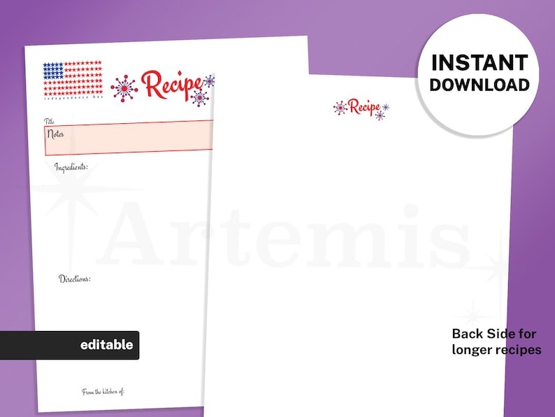 Complete Set of Holiday Recipe Sheet Templates, EDITABLE Recipe Book ...