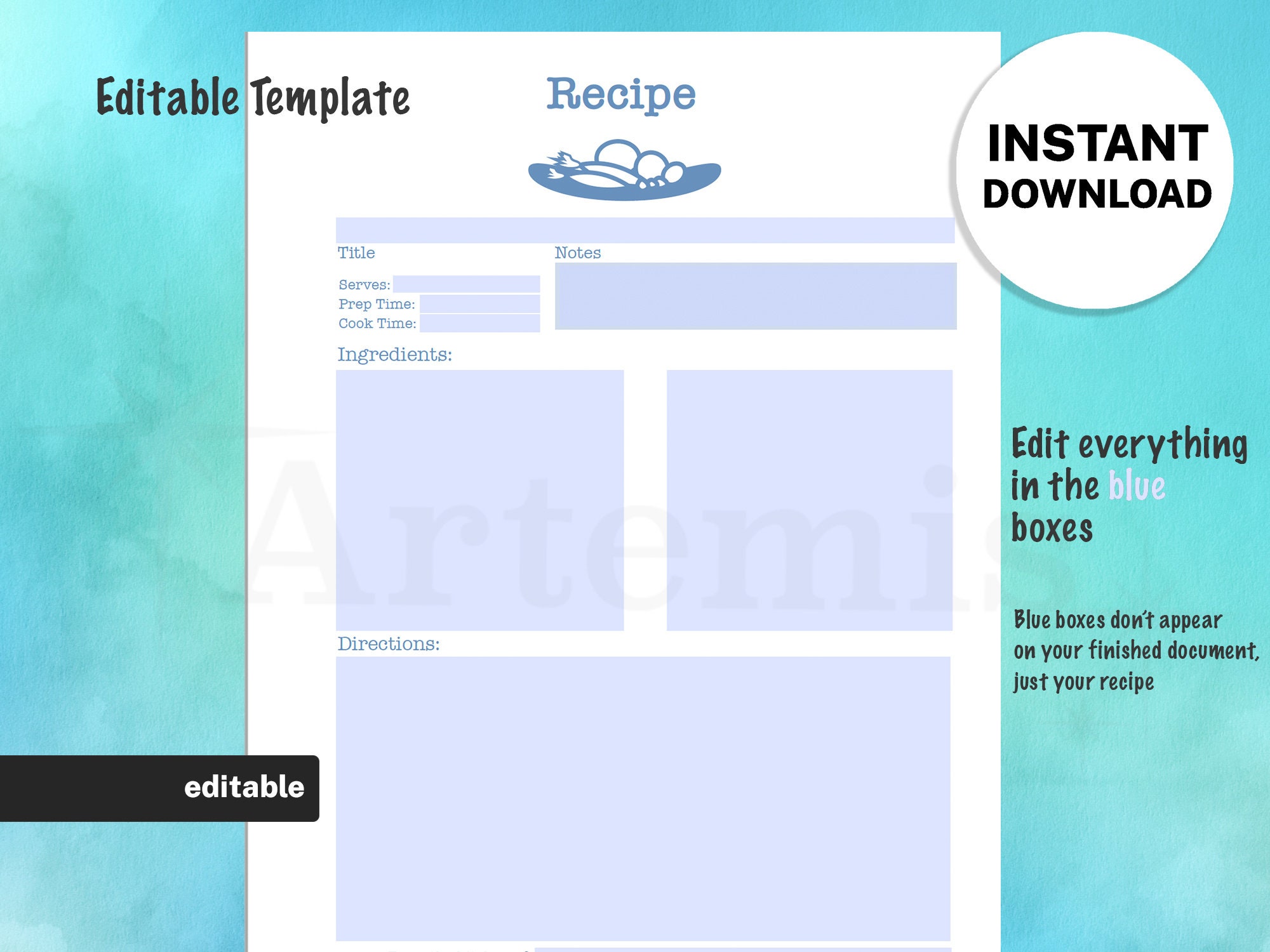 Recipe Sheet Side Dish Template, EDITABLE Recipe Book and Binder ...