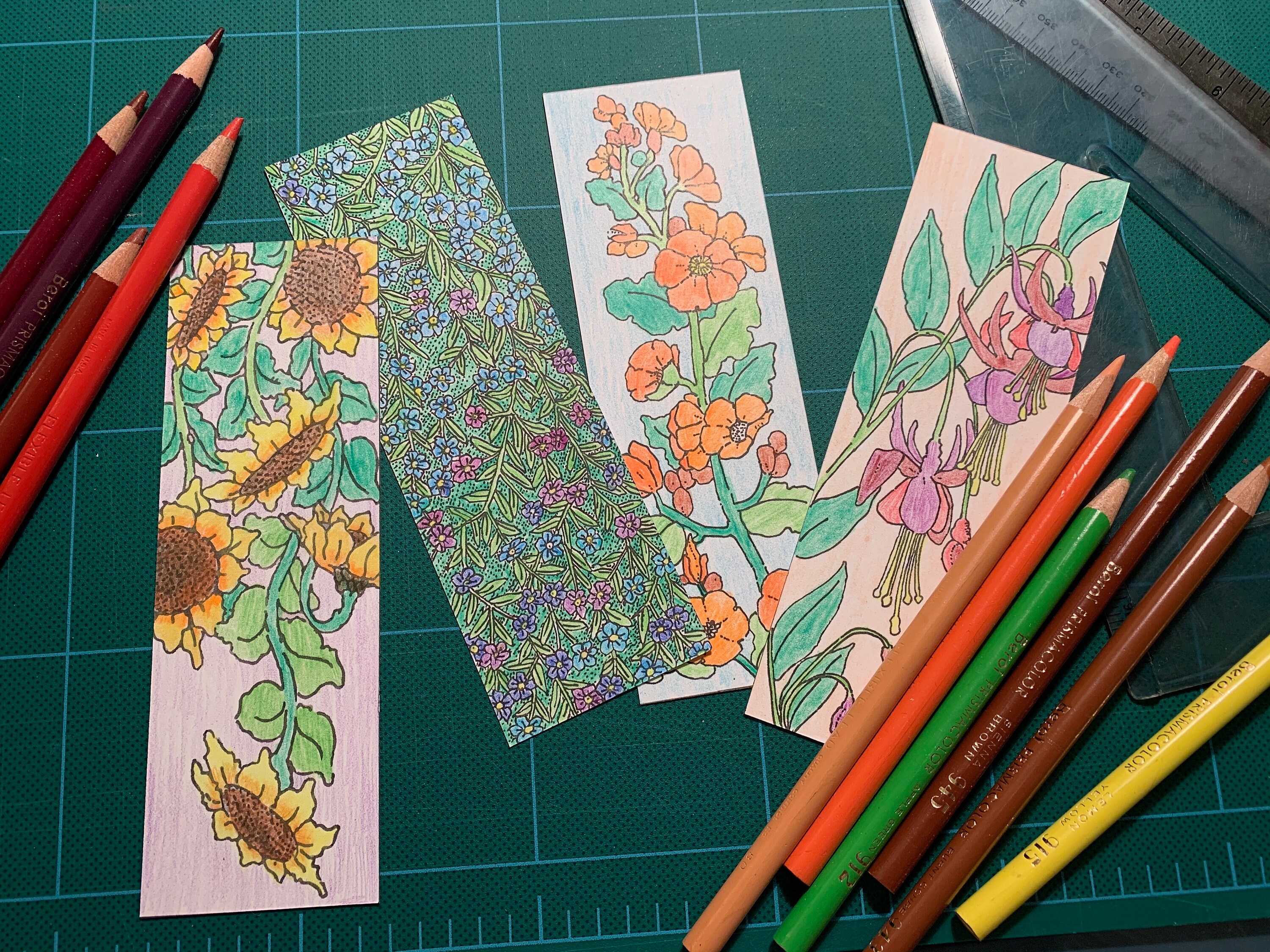 Bundle of Bookmarks Color Your Own Printable Bookmarks, Four Sets of 4 ...