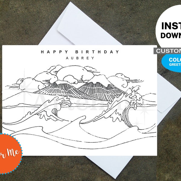 Volcano Birthday Card - Etsy