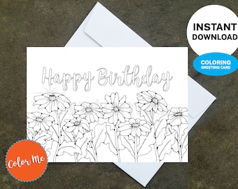Printable Coloring Custom Floral Black Eyed Susan Card - Make Your Own ...