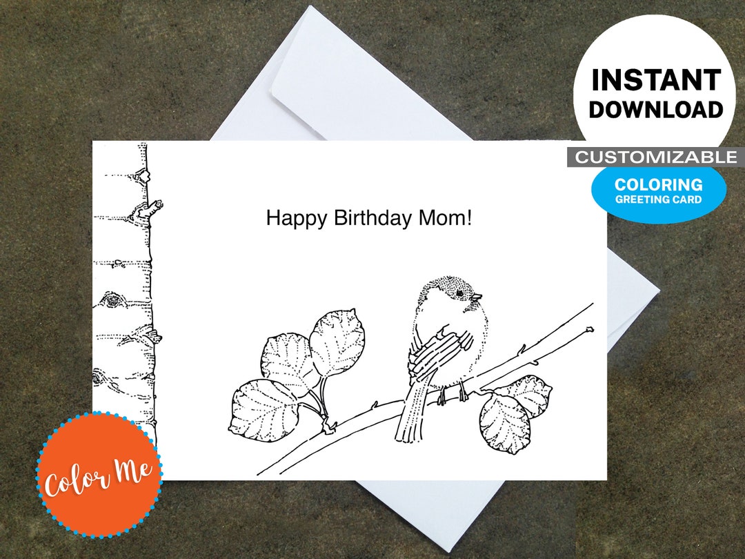 Printable Coloring Custom Bird Card - Make Your Own Cards at Home ...