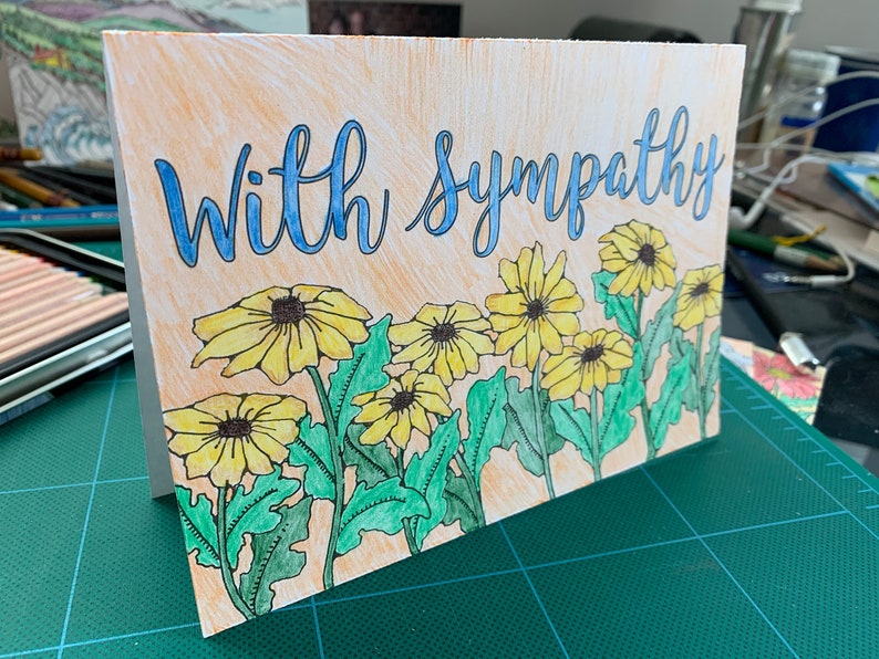 Printable Coloring Sympathy Daisy Card - Make Your Own Cards at Home ...