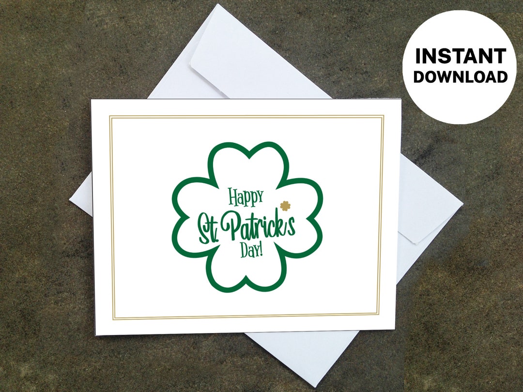 Lucky Four Leaf Clover Card - Make Your Own Cards at Home, Instant ...