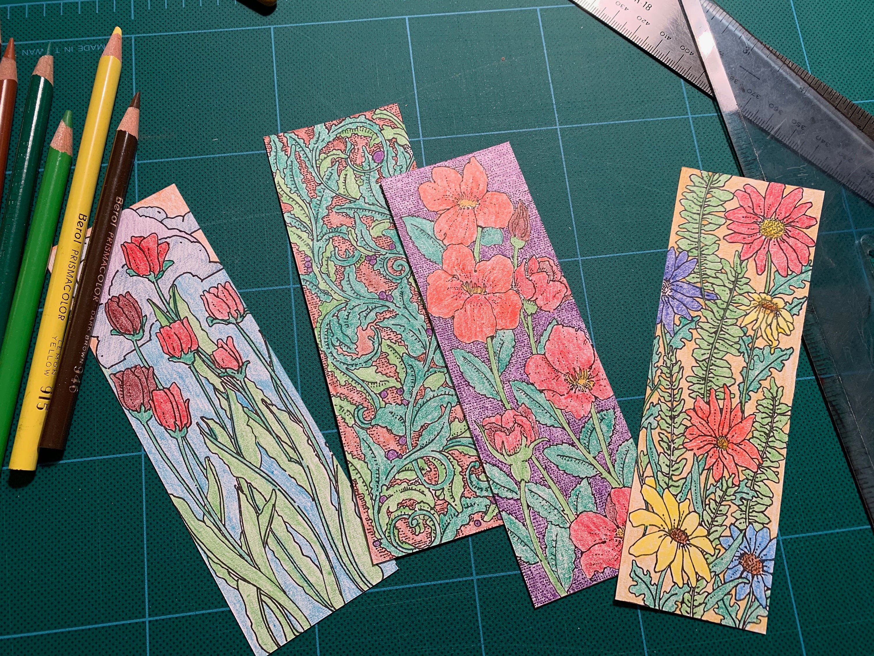 Color Your Own Printable Bookmarks, Floral Fernwood Hand Drawn, Set of ...