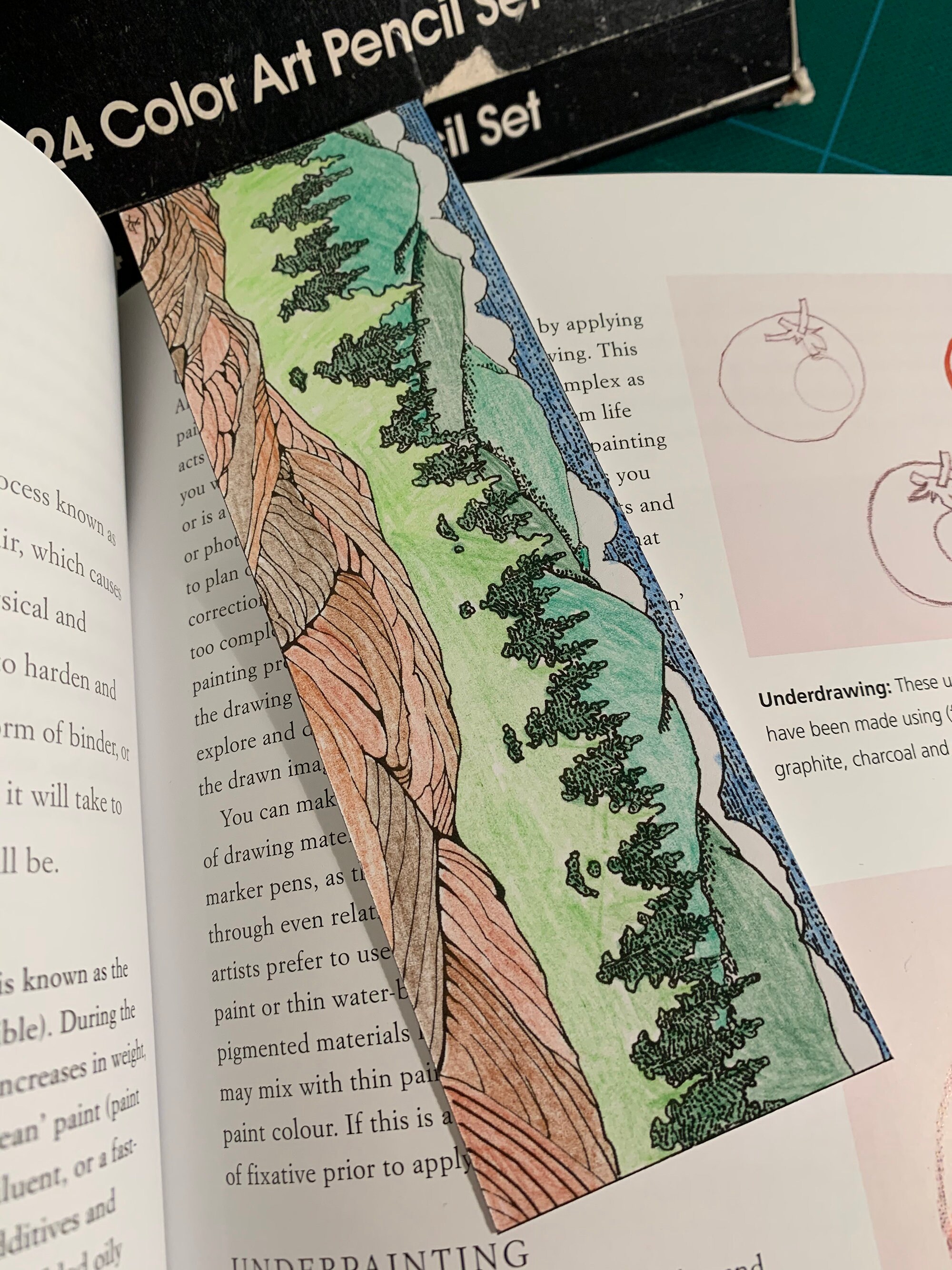 Color Your Own Printable Bookmarks, Mountain Horizon Hand Drawn, Set of ...