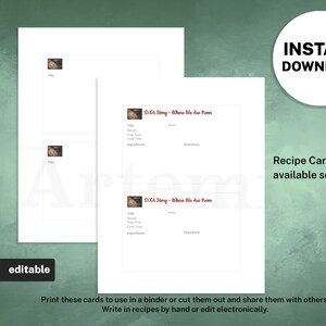 Complete Set of Family Recipe Sheet Templates, EDITABLE Recipe Book and ...