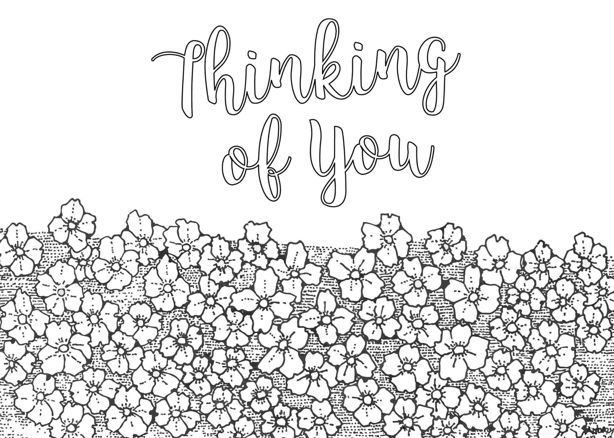 Printable Coloring Forget Me Not Thinking of You Card Make | Etsy