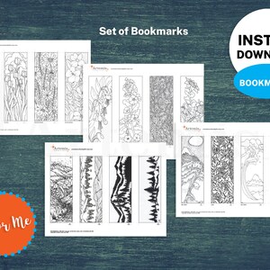 Bundle of Bookmarks - Color Your Own Printable Bookmarks, Four Sets of ...