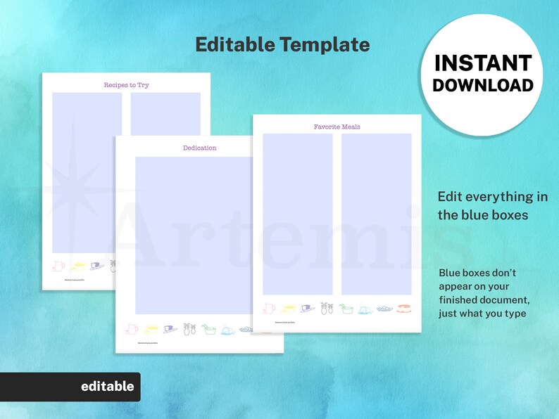 Editable Recipe Binder Introduction Pages, Printable Food Planner ...