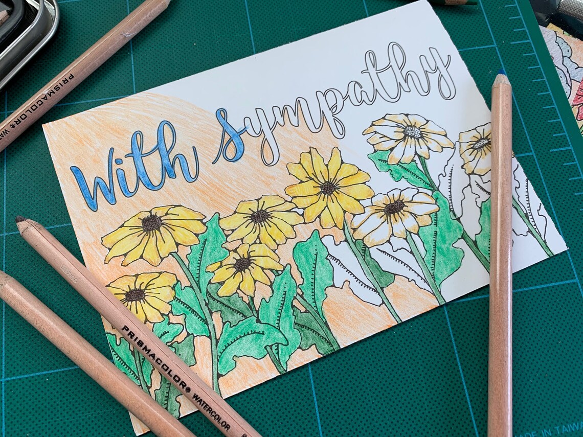 Printable Coloring Sympathy Daisy Card - Make Your Own Cards at Home ...