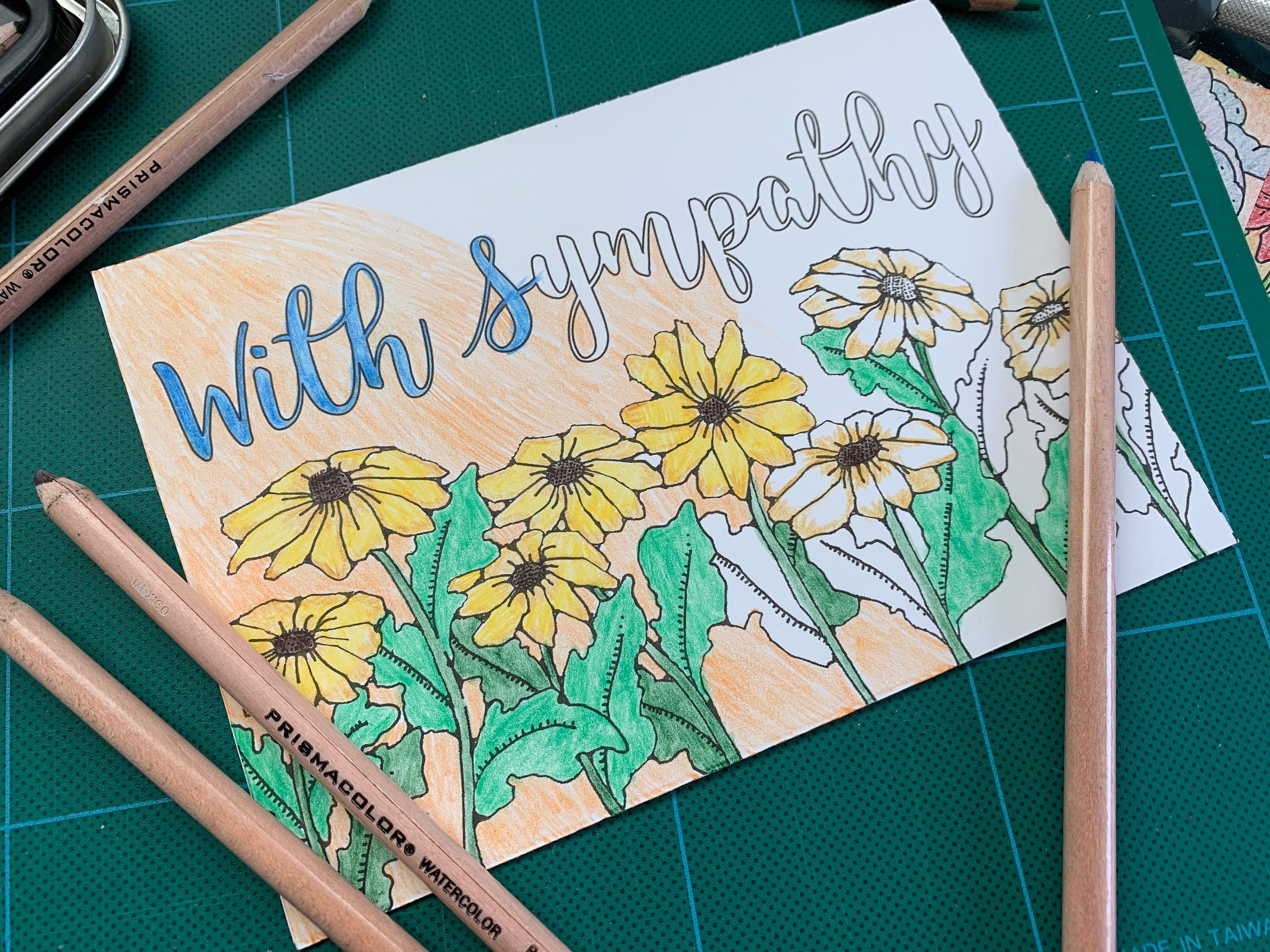 Printable Coloring Sympathy Daisy Card - Make Your Own Cards at Home ...