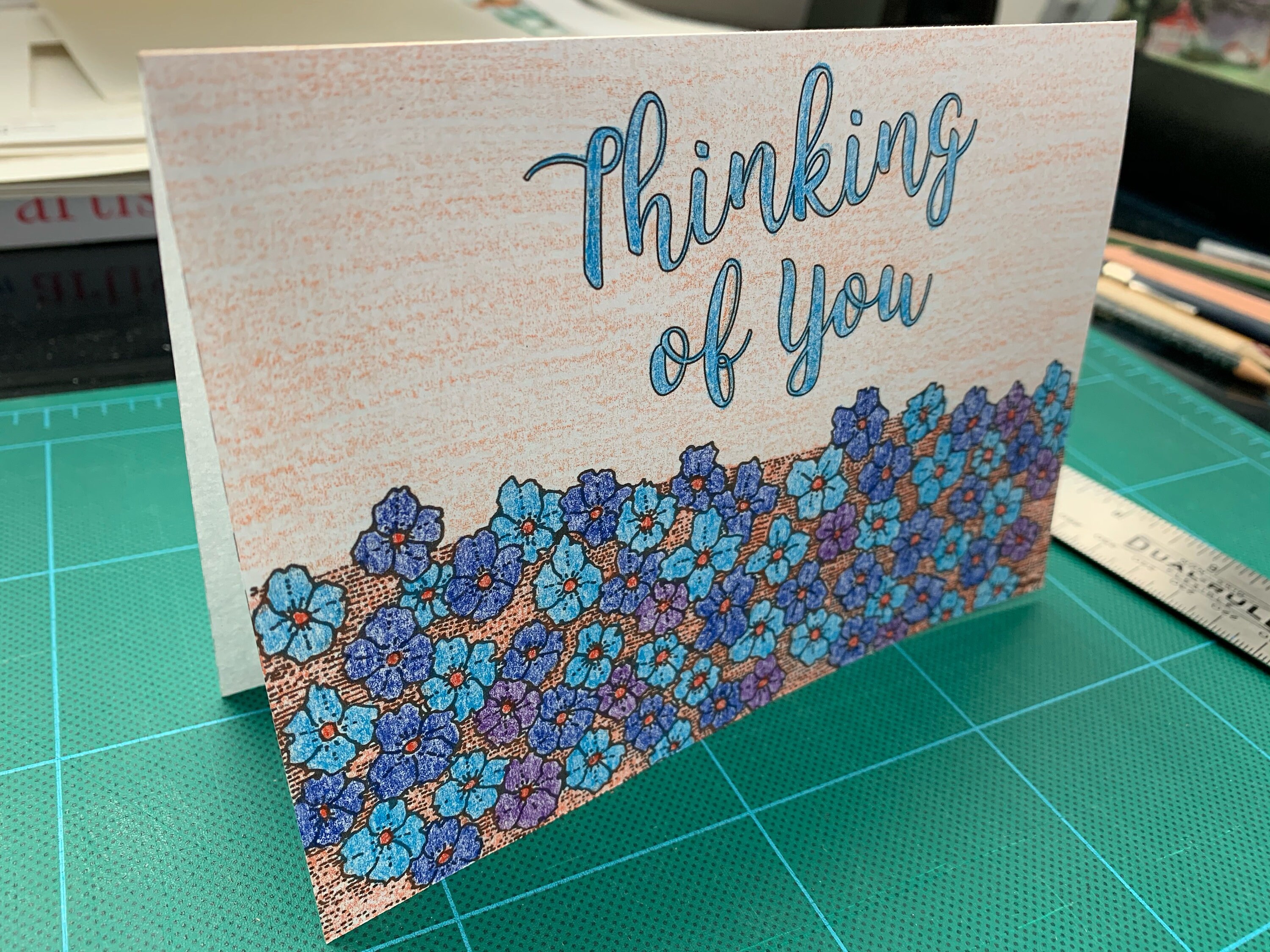 Printable Coloring Forget Me Not Thinking of You Card - Make Your Own ...