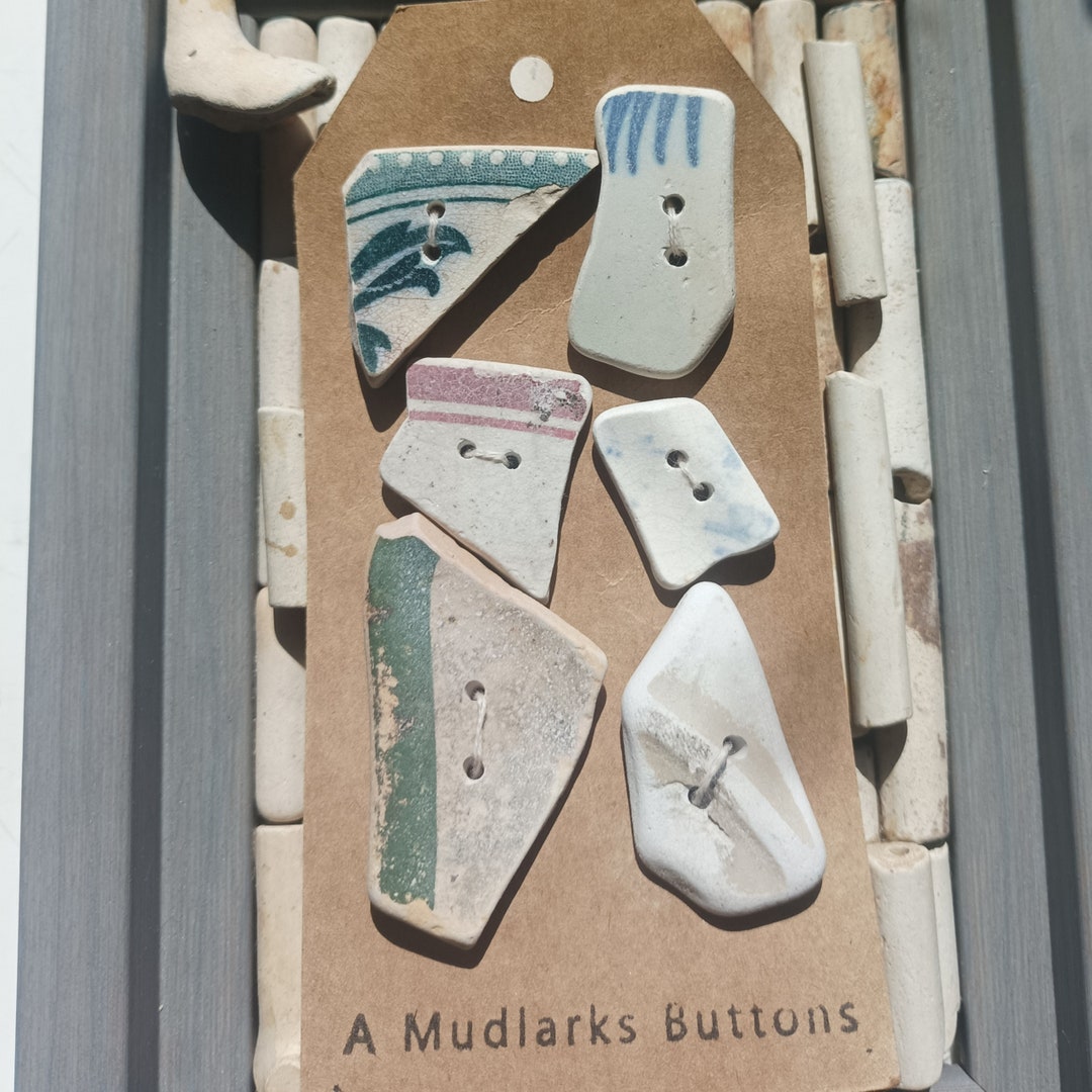 6 X Handmade Upcycled Mudlark Found Sea Pottery Buttons. AP8 - Etsy