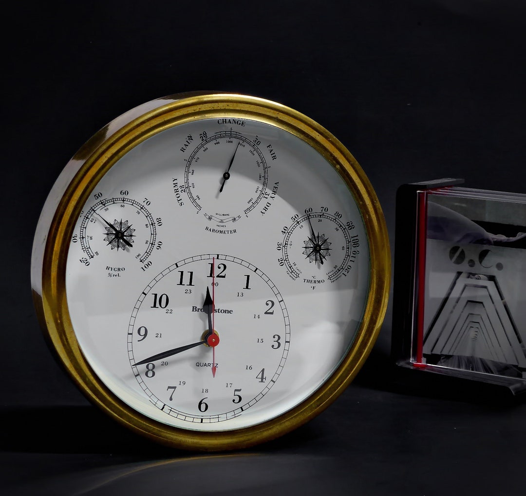 Rare Brookstone Traditional Brass Weather Station Wall Mount - Etsy