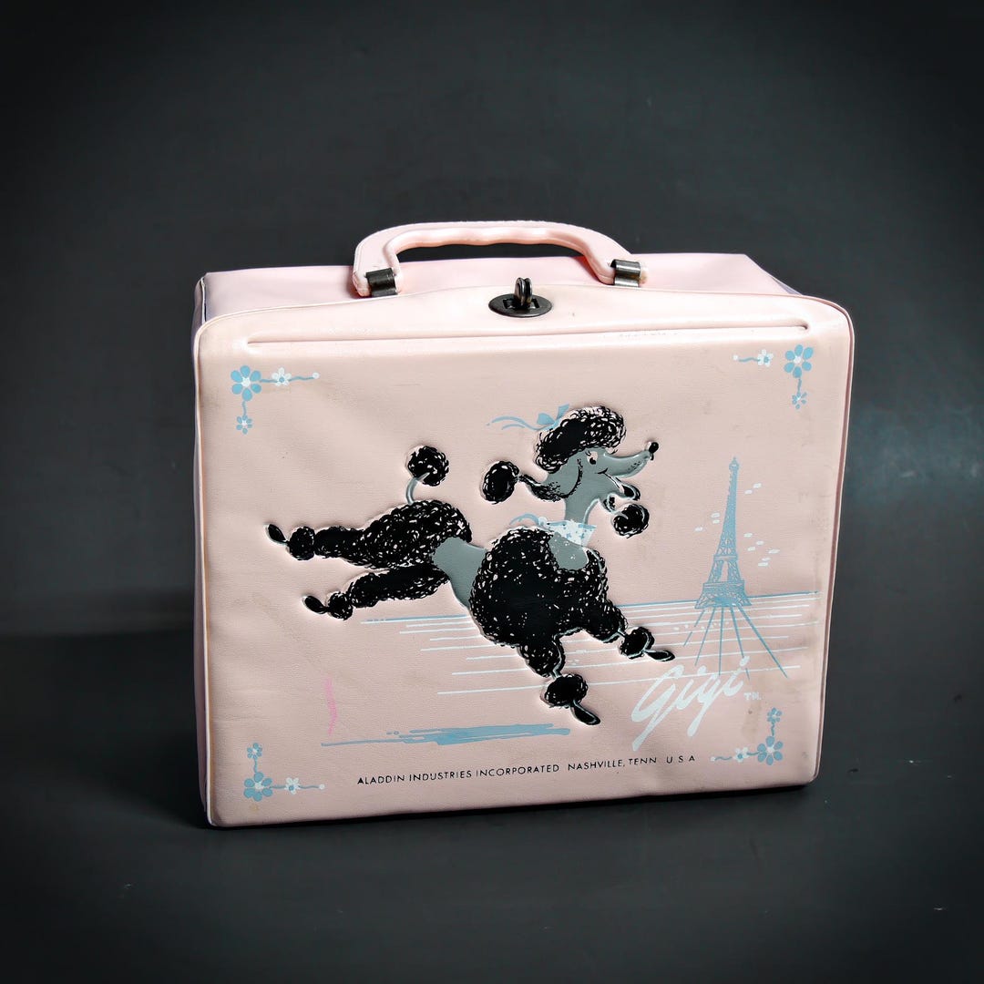 Rare Vintage 1962 Gigi the Poodle Lunch Box Pink Vinyl Aladdin ...