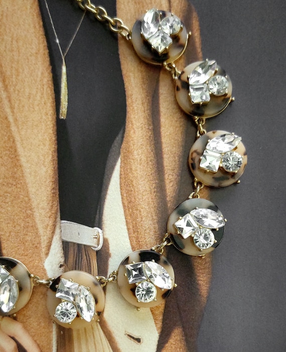 J. Crew Brass Tortoise Jeweled Statement Necklace Etsy Israel