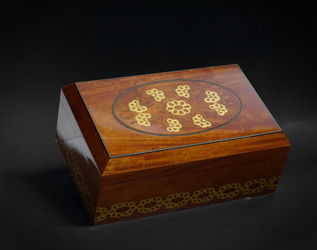 London Leather Inlaid Wood Jewelry Box - Etsy