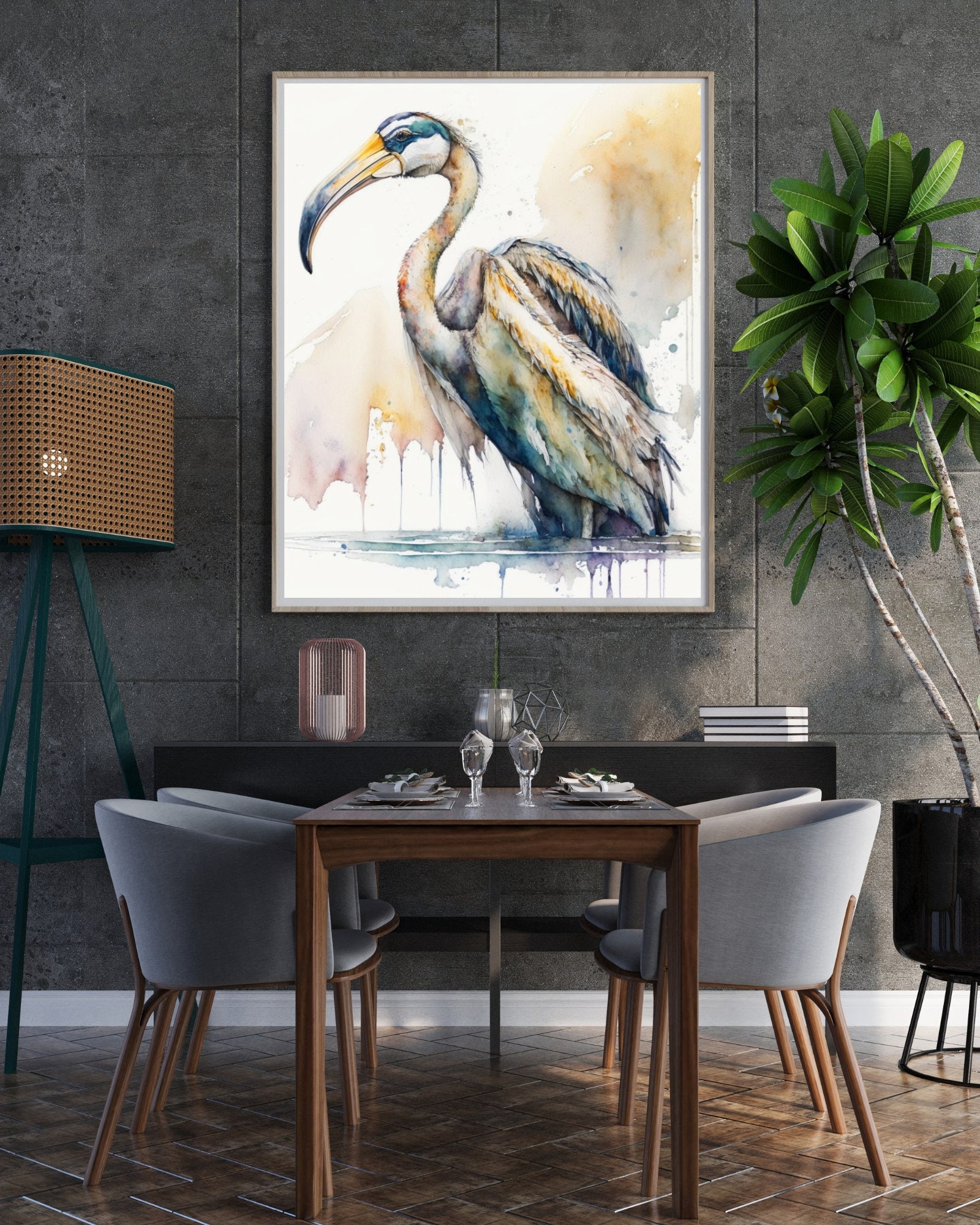 Beautiful Watercolor Pelican, Digital Print, Home Decor, Instant ...