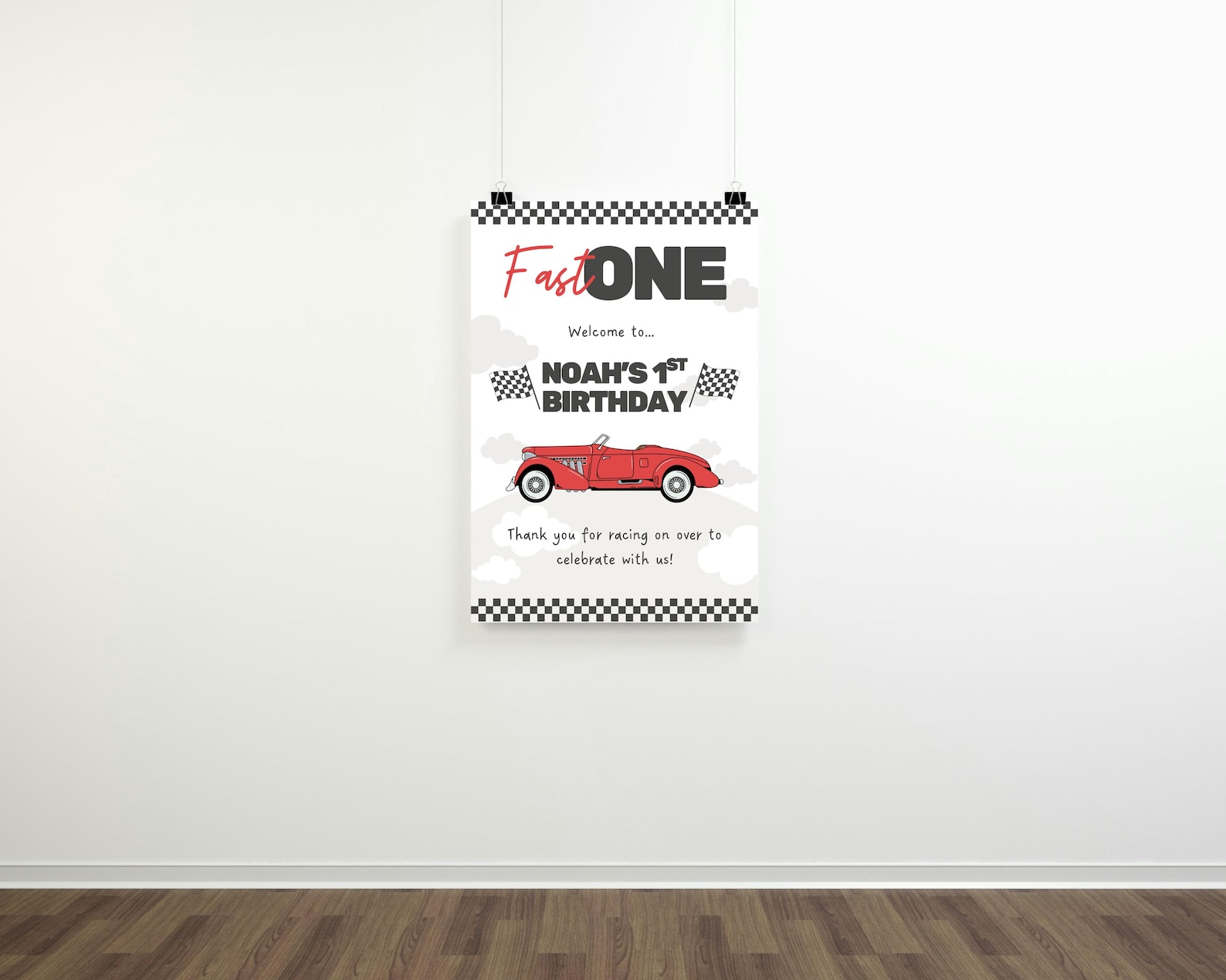 Fast One Birthday Welcome Sign | Race Car 1st Birthday Party Decoration ...
