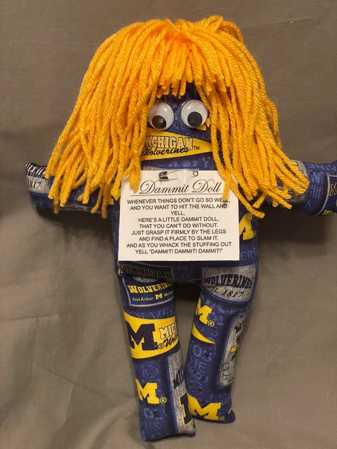 Dammit Doll University of Michigan Dillon - Etsy