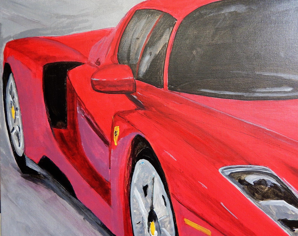 FERRARI ENZO Original Painting on Canvas Large 30x48x1.5 Inch | Etsy