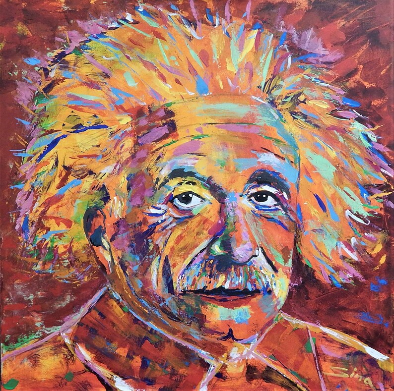 ALBERT EINSTEIN PAINTING Large 36 X 36 X 1.5 Inch Acrylic on | Etsy