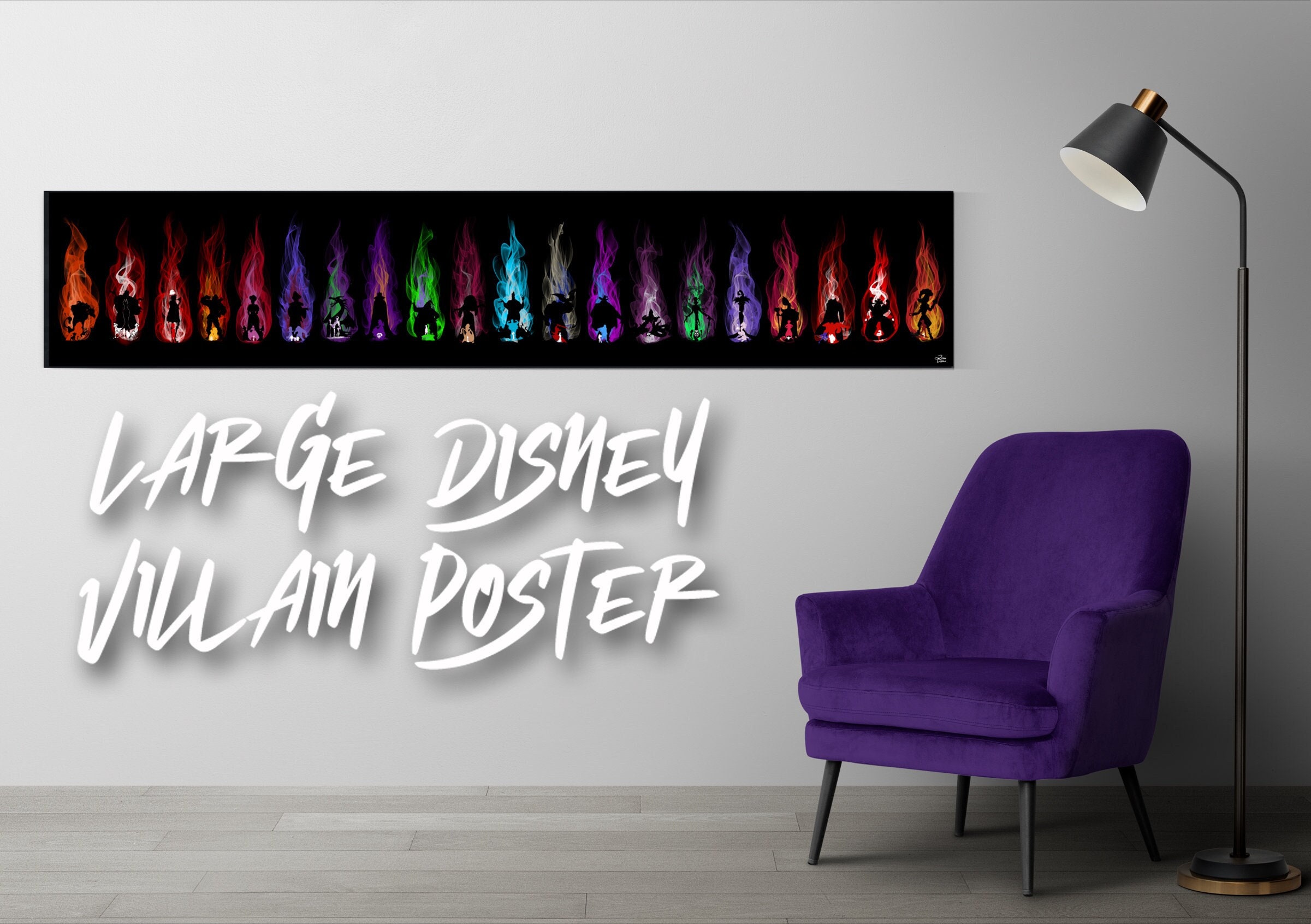 Long Villains Poster | All Villains | Disney Villain Inspired | Flames ...