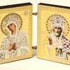 Folding Wooden Icon Double Icon Jesus Christ Mother of God Orthodox ...