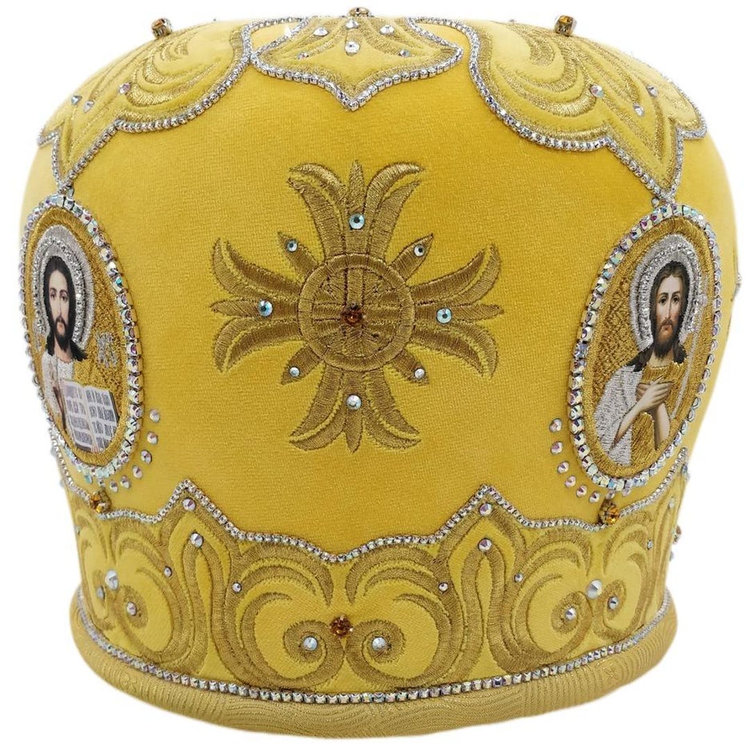 Priest Bethlehem Yellow-gold Miter | High-quality Velvet Miter ...