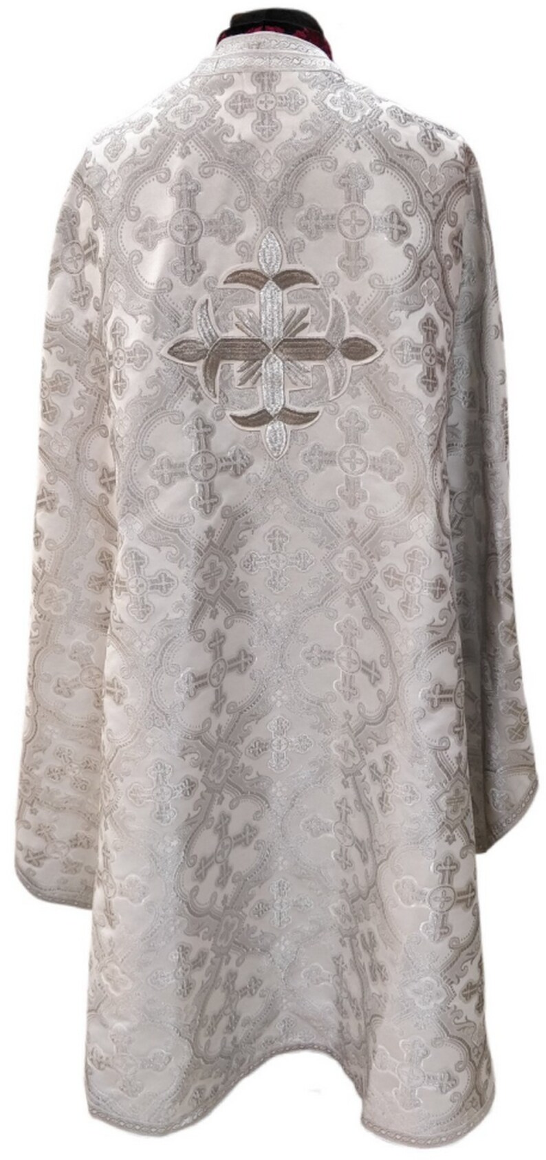 Priest White Silver Vestment Greek Cut | High-quality Brocade Fabric ...