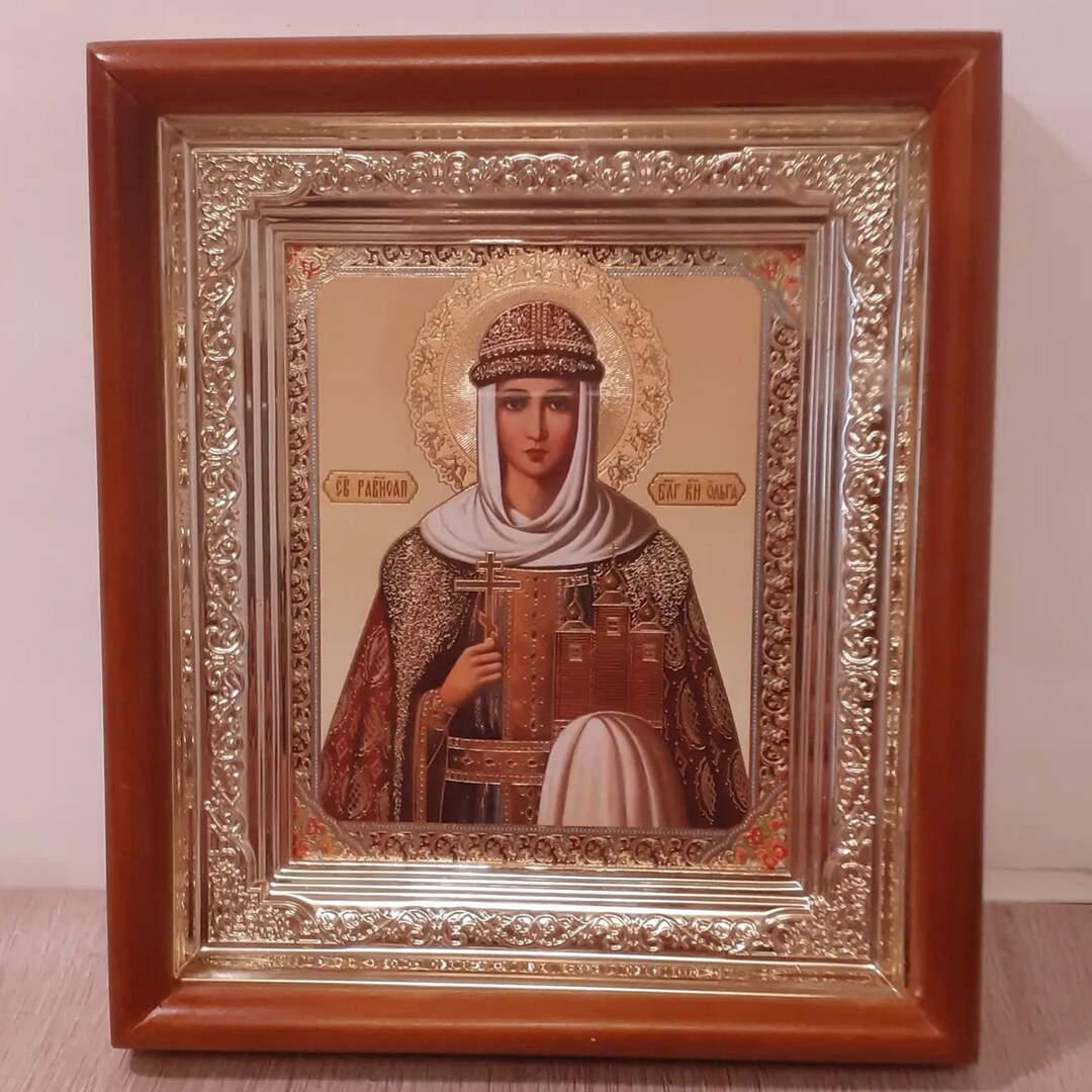 Icon in Wooden Frame Equal-to-the-apostles Princess Olga Icon Under ...