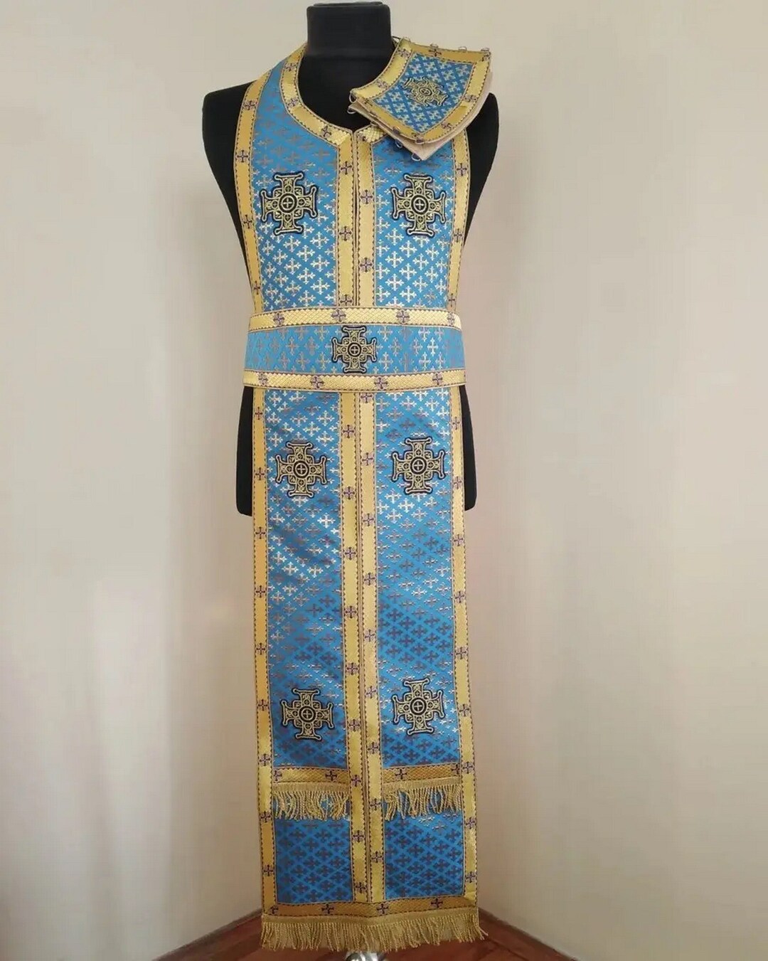 Priest Required Set Blue Brocade | Epitrachelion, Liturgical Cuffs ...