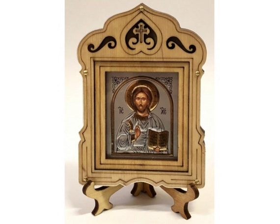 Icon on Stand Savior Jesus Christ Wooden Icon Greek Icon | Etsy