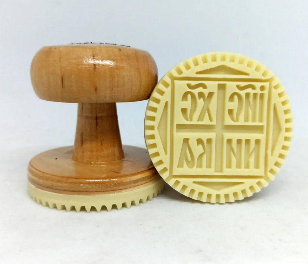 Plastic Stamp Seal With Wooden Handle Making Agnichnaya Cross Prosphora ...