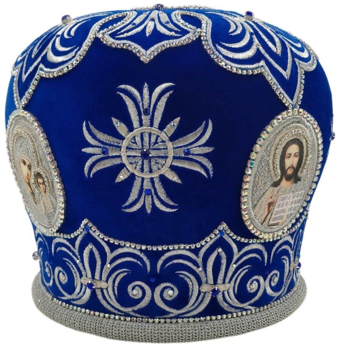Priest Bethlehem Blue-silver Miter | High-quality Velvet Miter ...