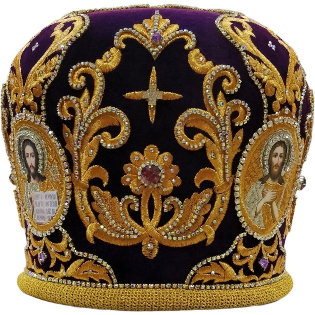 Priest Violet-gold Miter Star | Quality Velvet Miter | Decorated ...
