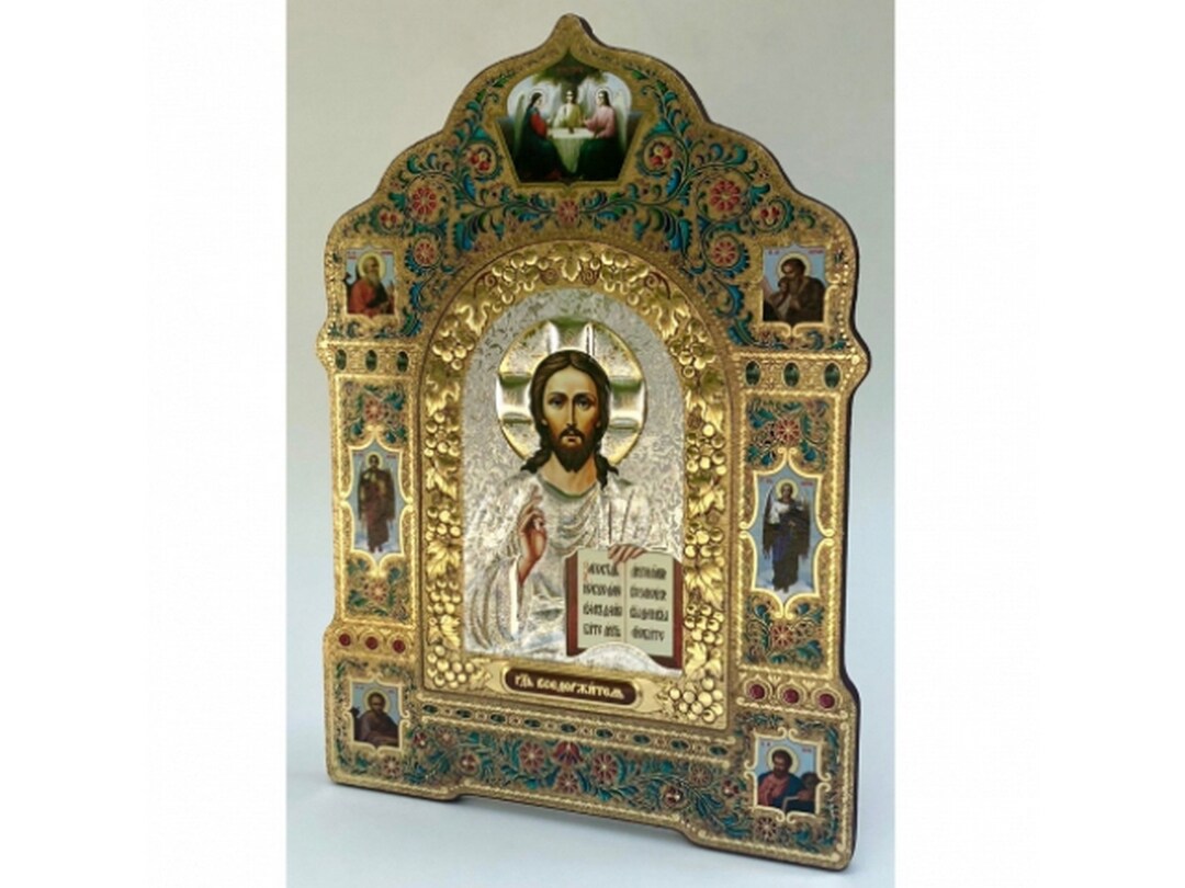 Jesus Christ Icon on Wooden Base | Orthodox Hardboard Icon | Embossed ...