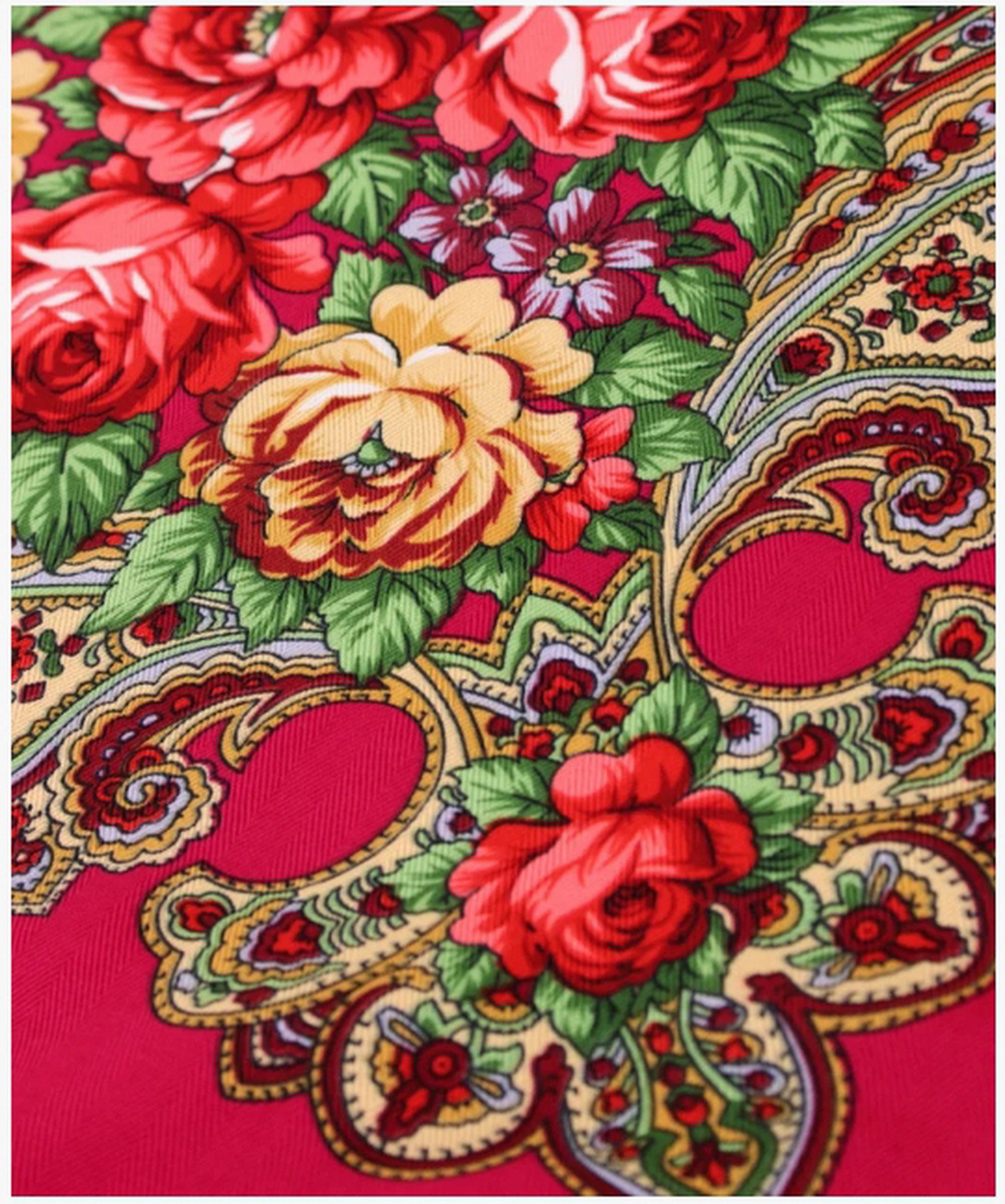 Scarf With Fringe Raspberry Scarf Scarf With Flowers Scarf - Etsy