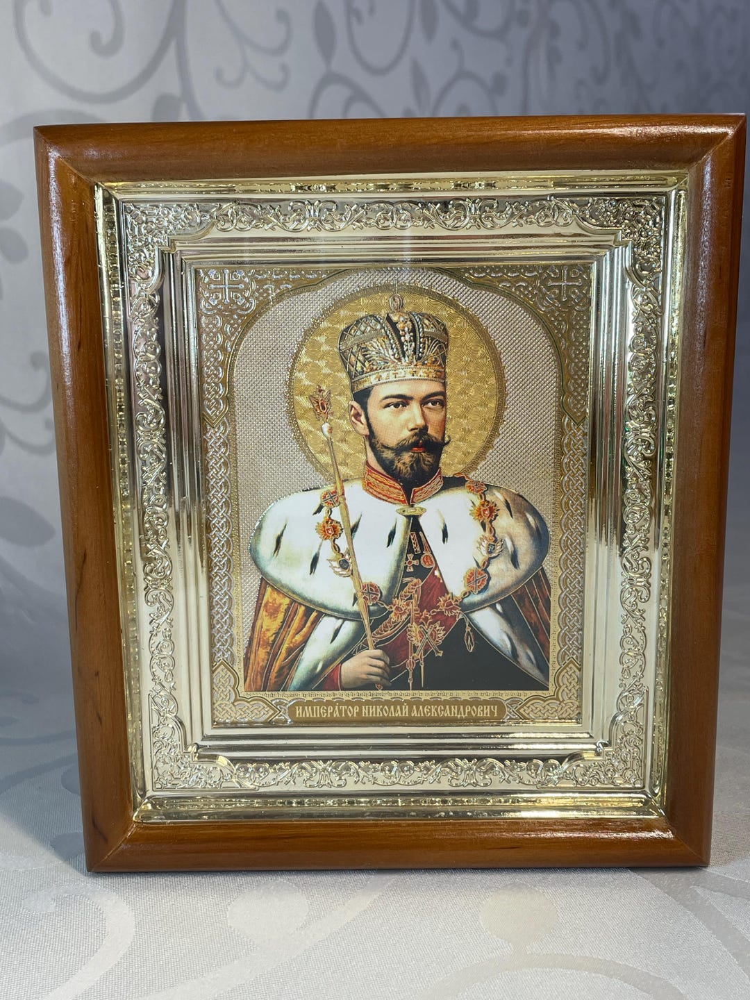 Icon in Wooden Frame Tsar Nicholas II | Icon Under Glass With ...