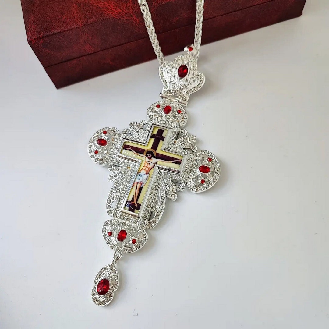 Priest Metal Pectoral Cross With Stones | Crucifixion | Pectoral Cross ...