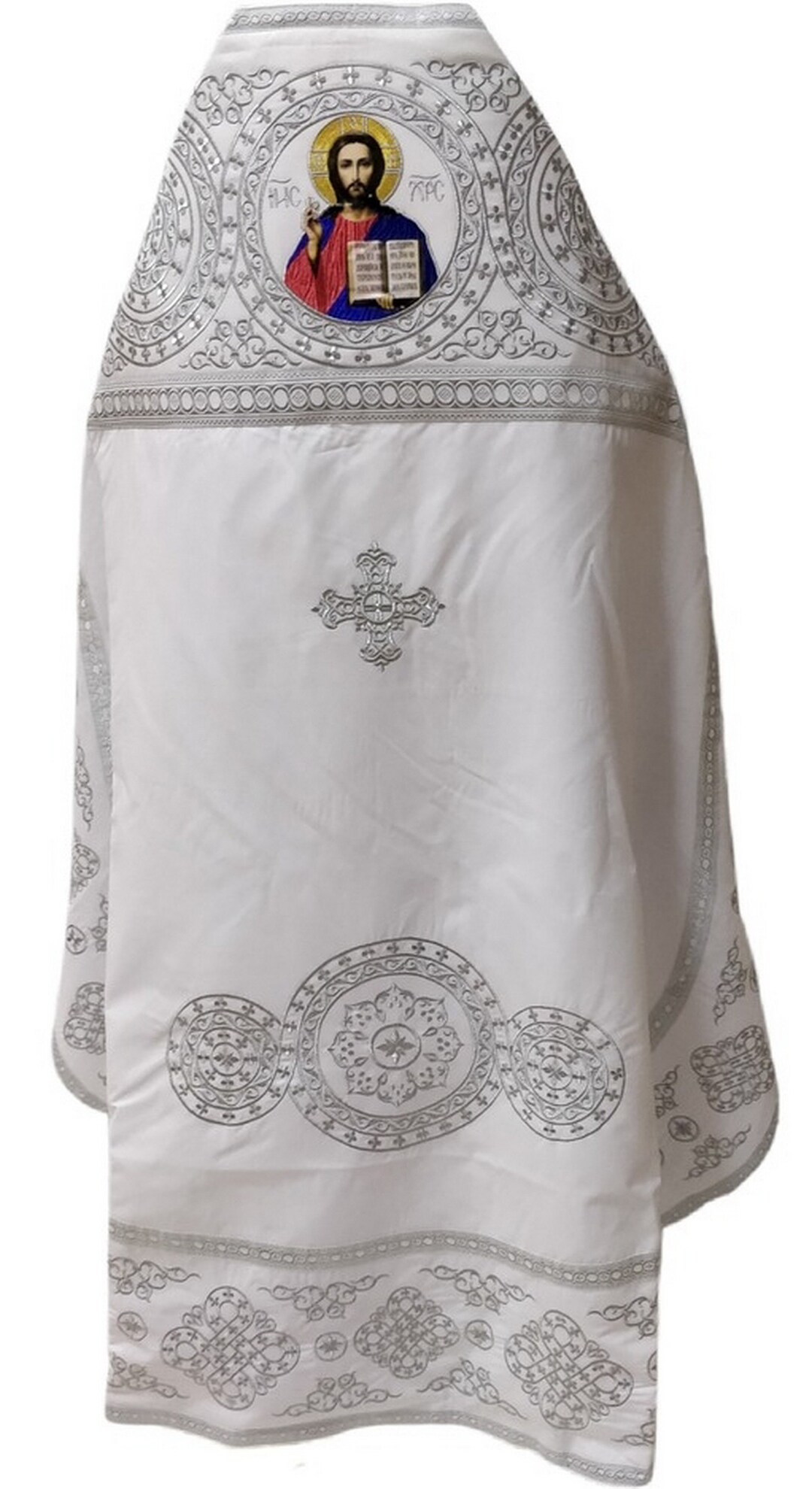 Priest White Vestment Embroidered on Gabardine, Circle Embroidery With ...