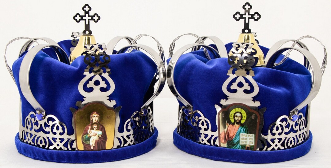 Orthodox Wedding Crowns Couples | Crowns Blue Weddings | Crown-shaped ...