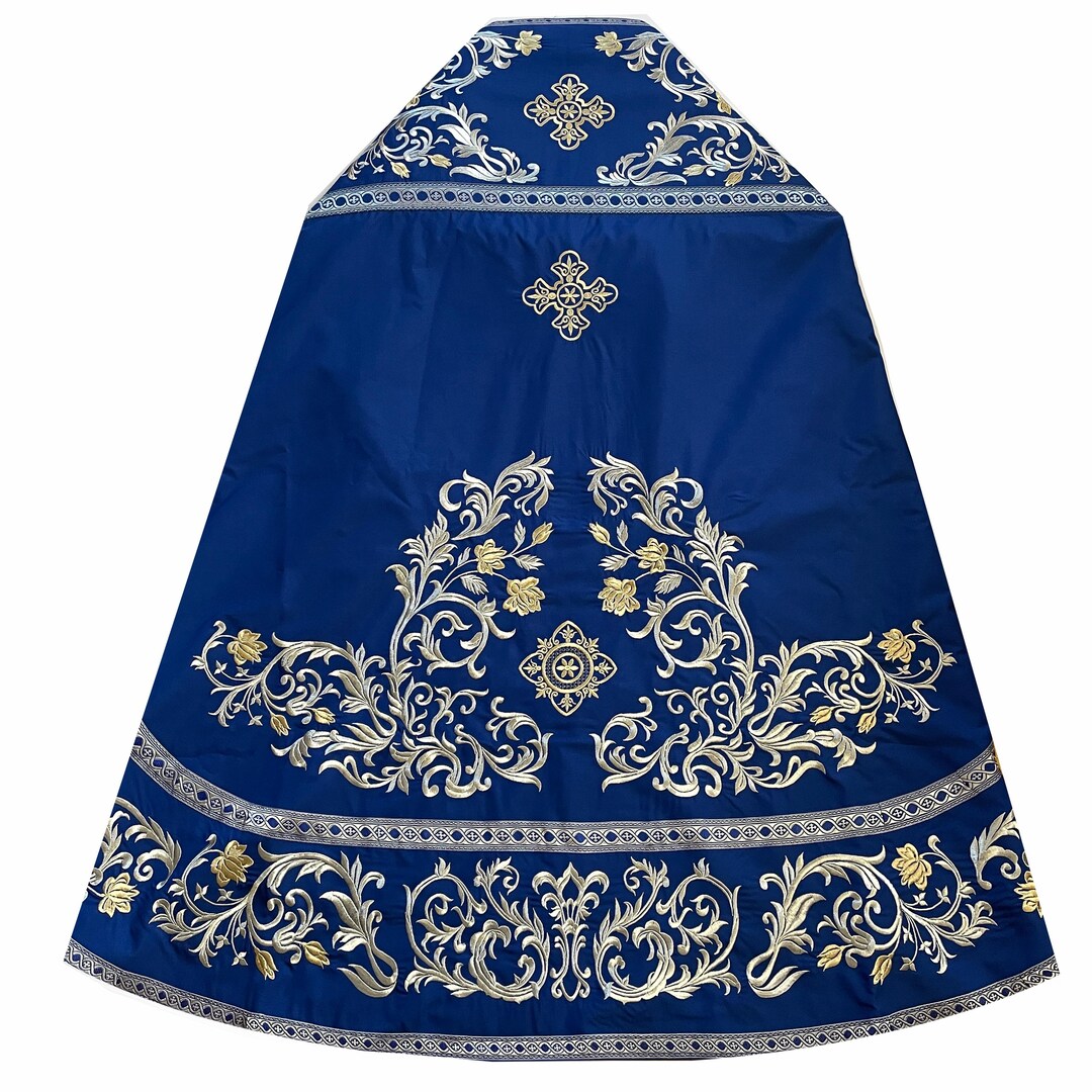 Priest Blue Vestment Embroidered on Gabardine Circle Embroidery With ...
