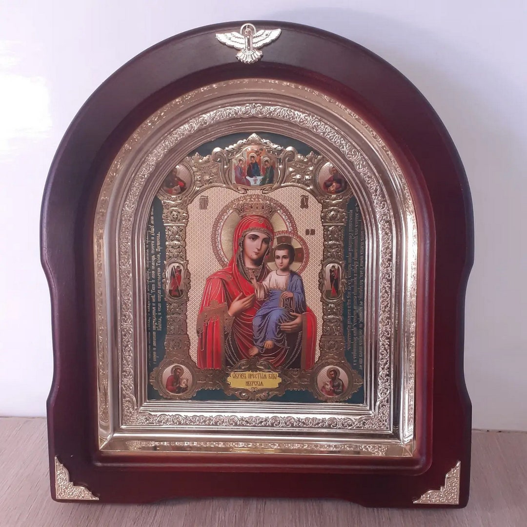 Icon 3D Effect Wooden Frame Arch Mother God Iverskaya | Arch Icon Maria ...