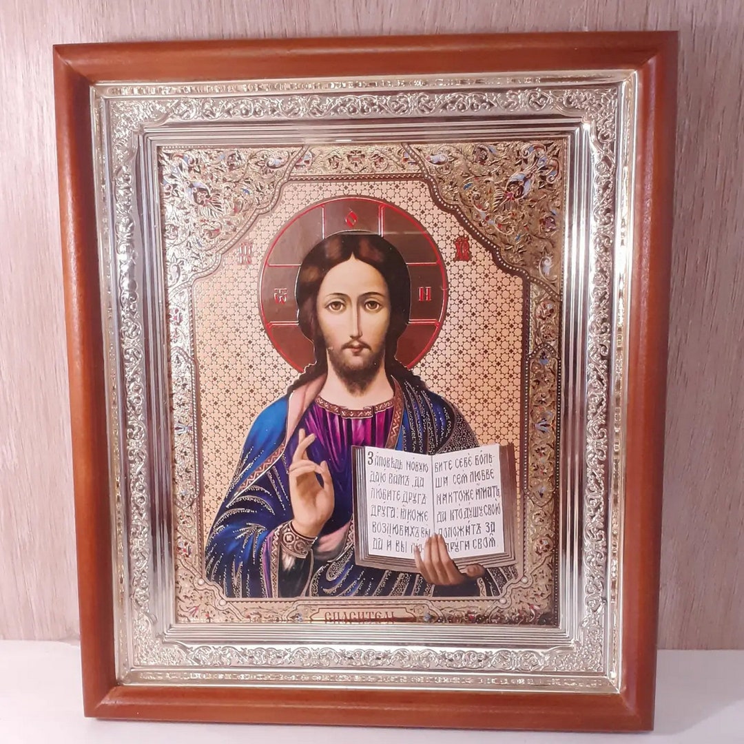 Icon in Wooden Frame of Jesus Christ the Savior | Lord Almighty | Icon ...