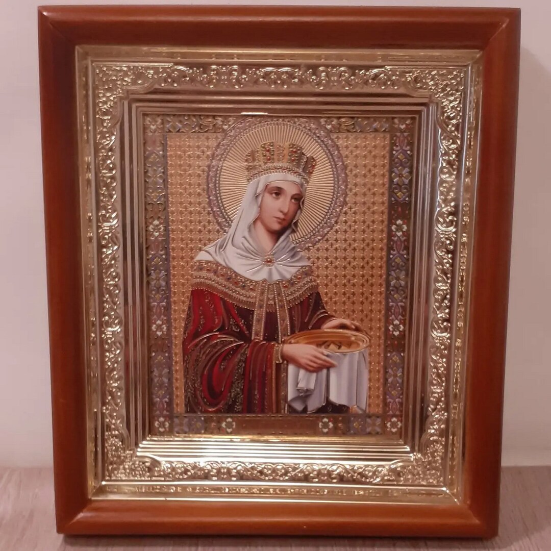 Icon Wooden Frame Equal-to-the-apostles Elena | Icon Under Glass With ...