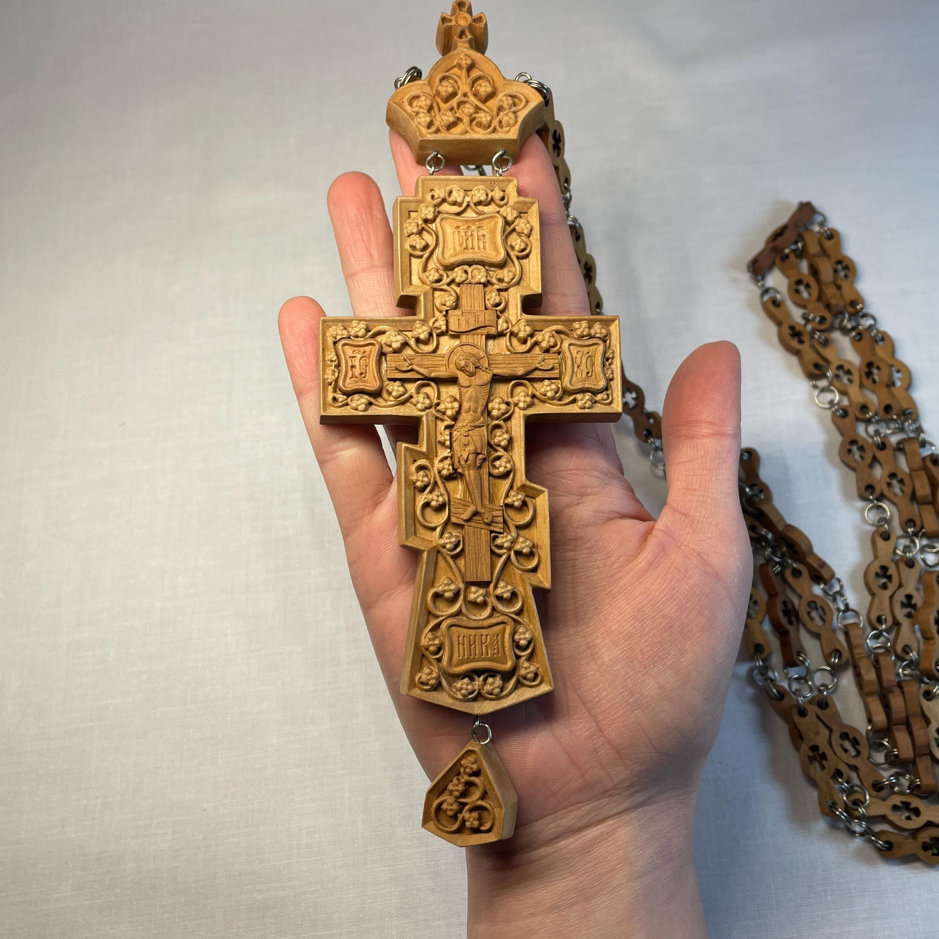 Priest Award Cross | Pectoral Wood Pear Cross | Crucifixion Priest ...