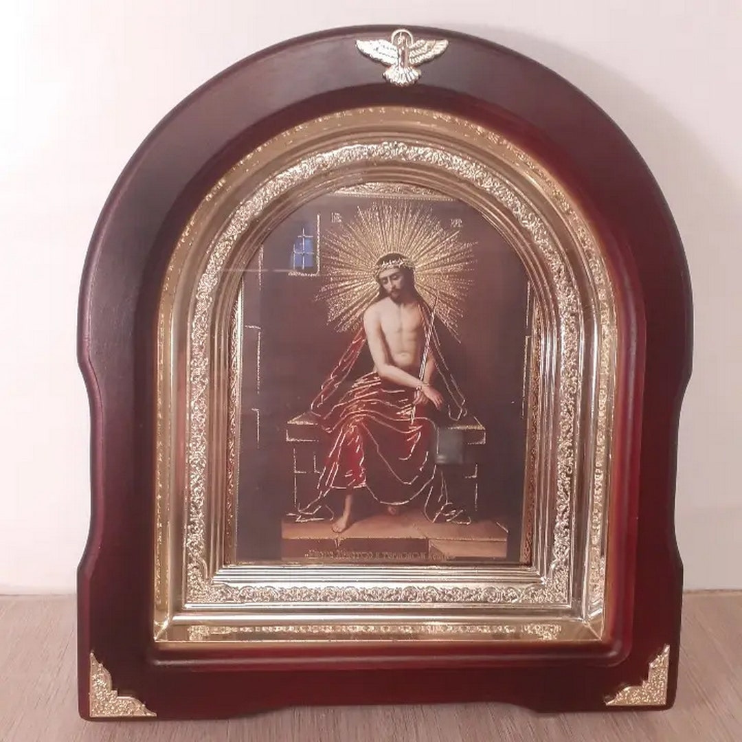 Icon Wooden Frame Arch Jesus Christ in Prison | 25х27.5 Cm | Arch ...
