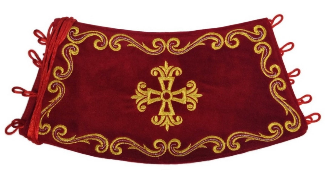 Liturgical Cuffs for an Orthodox Priest | Red With Gold Priest's Velvet ...